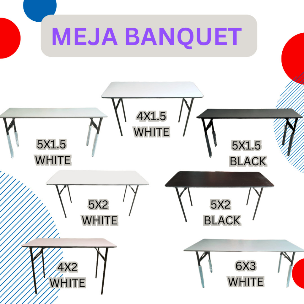 MEJA LIPAT BANQUET SEGI PELBAGAI SAIZ / MEJA STUDY / OFFICE | Shopee ...
