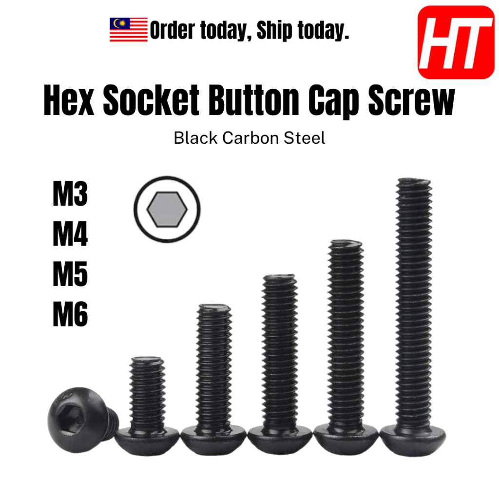 [10 PCS] M3 M4 M5 M6 Hex Socket Button Head Screw Mushroom Head Screw Button Cap Socket Screw ...