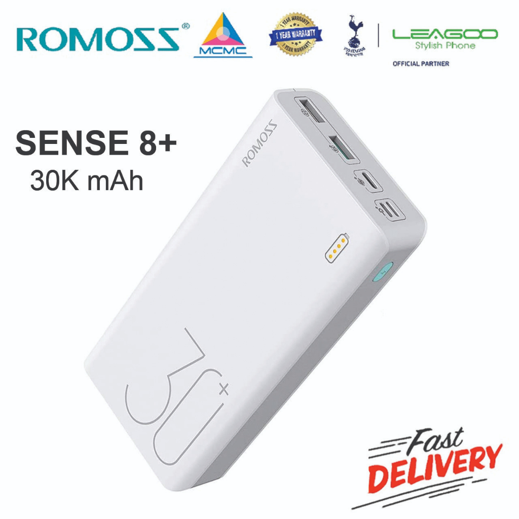 ROMOSS Sense 8 Plus 30000mAh, 18W Fast Charging Power Bank- 1 YEAR ...