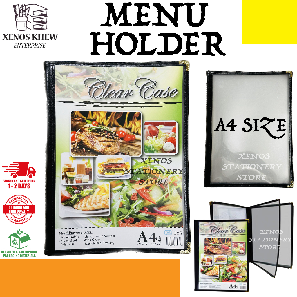 A4 CLEAR CASE MENU HOLDER PVC / A4 MENU HOLDER CLEAR CASE [ 6 PAGES ...