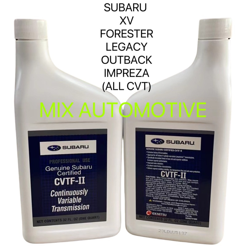 100% SUBARU ORIGINAL CVTF-II AUTO TRANSMISSION FLUID CVT ATF SUBARU XV ...