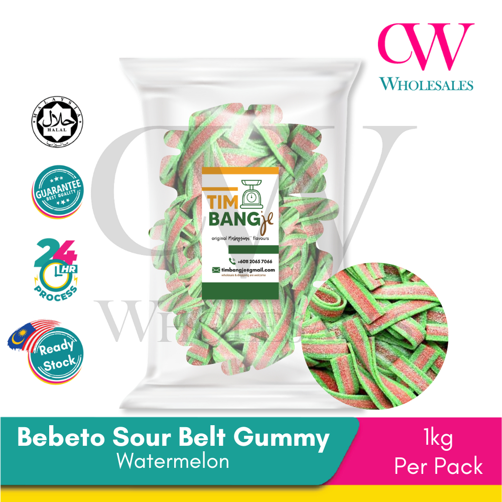 Halal Vegan Bebeto Jellopy Sour Blast Belt Assorted Flavor 1kg/1.5kg ...