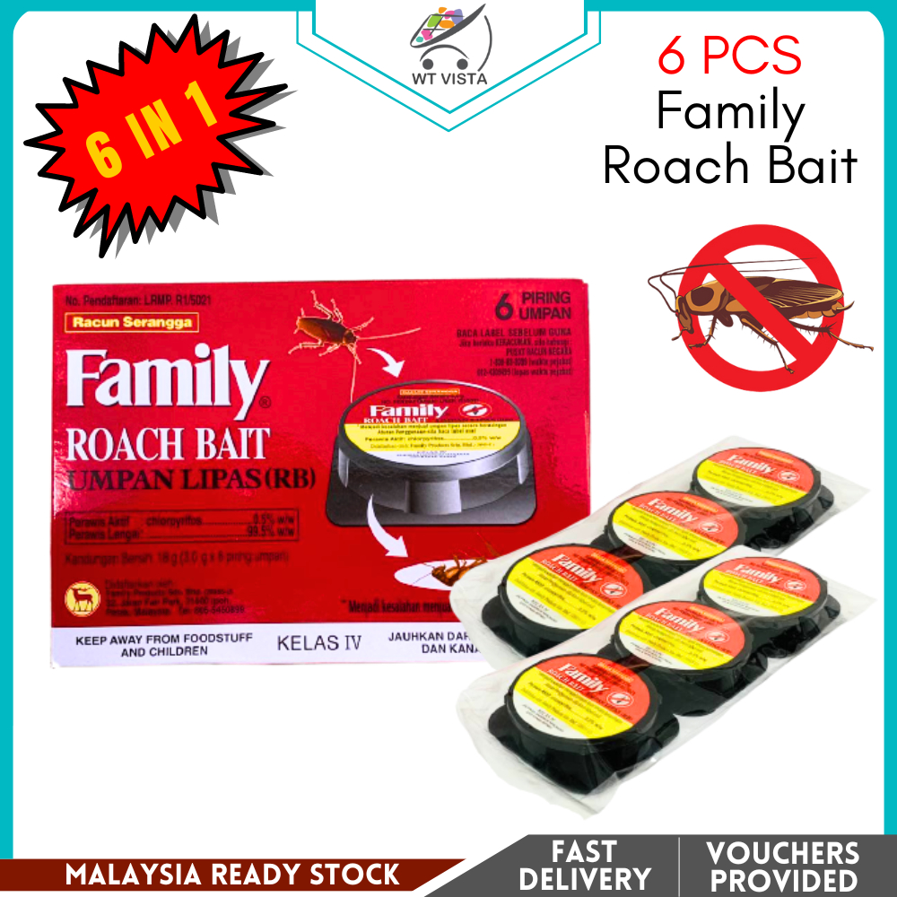 Ubat Umpan Lipas 6 Dalam 1 Family Roach Bait 6 IN 1 Cockroach Trap Bait ...
