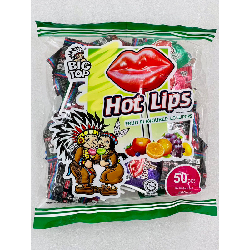 (8g x 50’s) Big Top Hot Lips Fruit Flavoured Lollipops Candy Gula-Gula ...