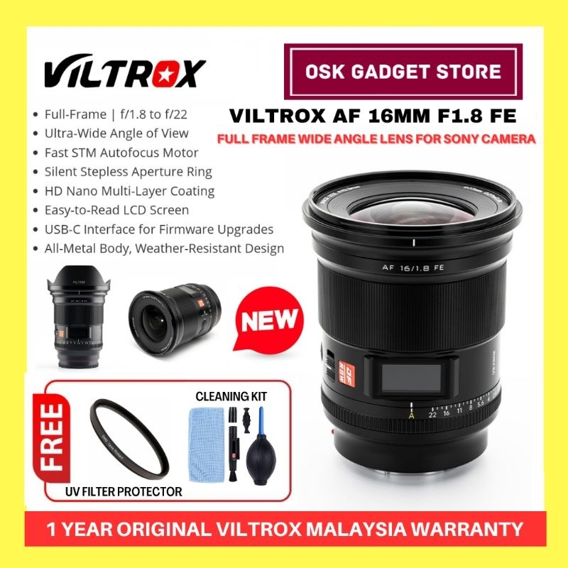 Viltrox AF 16mm F1.8 FE Wide-Angle Prime Lens For Sony Full Frame ...