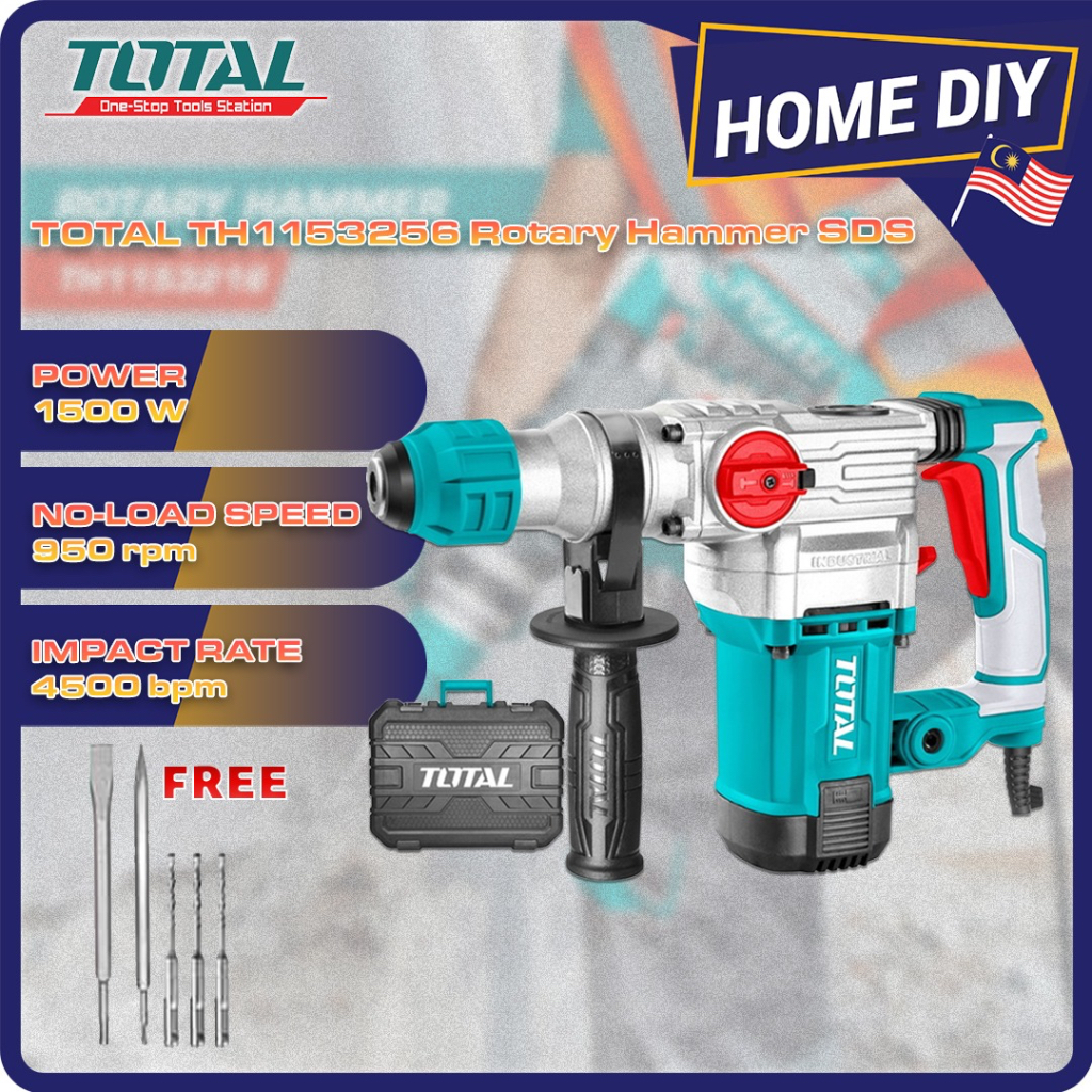 TOTAL Rotary Hammer Drill 4 Mode (32mm/1500W) 电动旋转锤TH1153256 *HEAVY ...