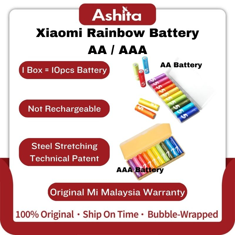 Xiaomi AA Rainbow Batteries (10 Count) / Xiaomi AAA Rainbow Batteries ...