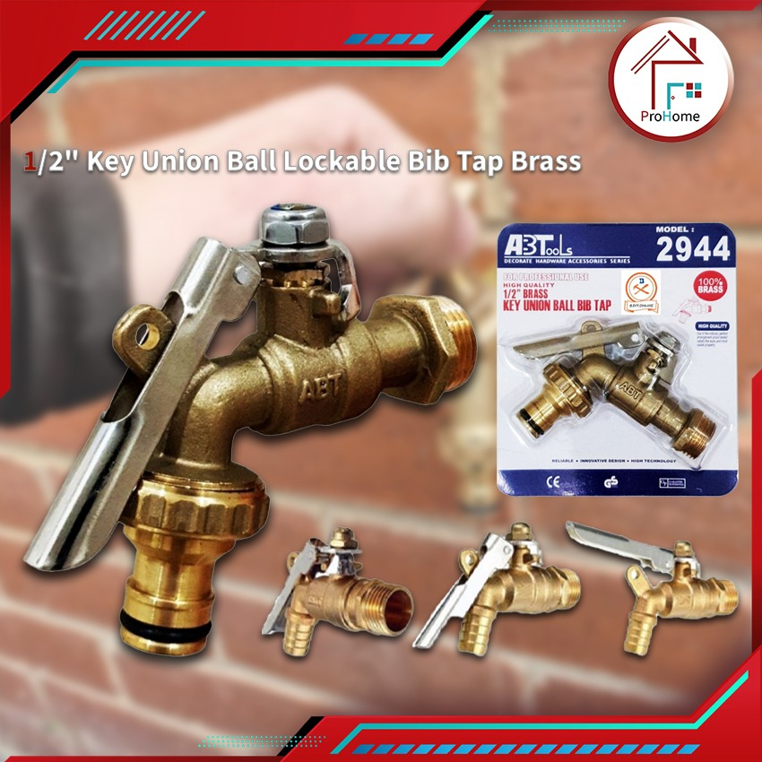 1/2" Key Union Ball Lockable Bib Tap Brass ABTOOLS2944) / KEPALA PANCUR ...