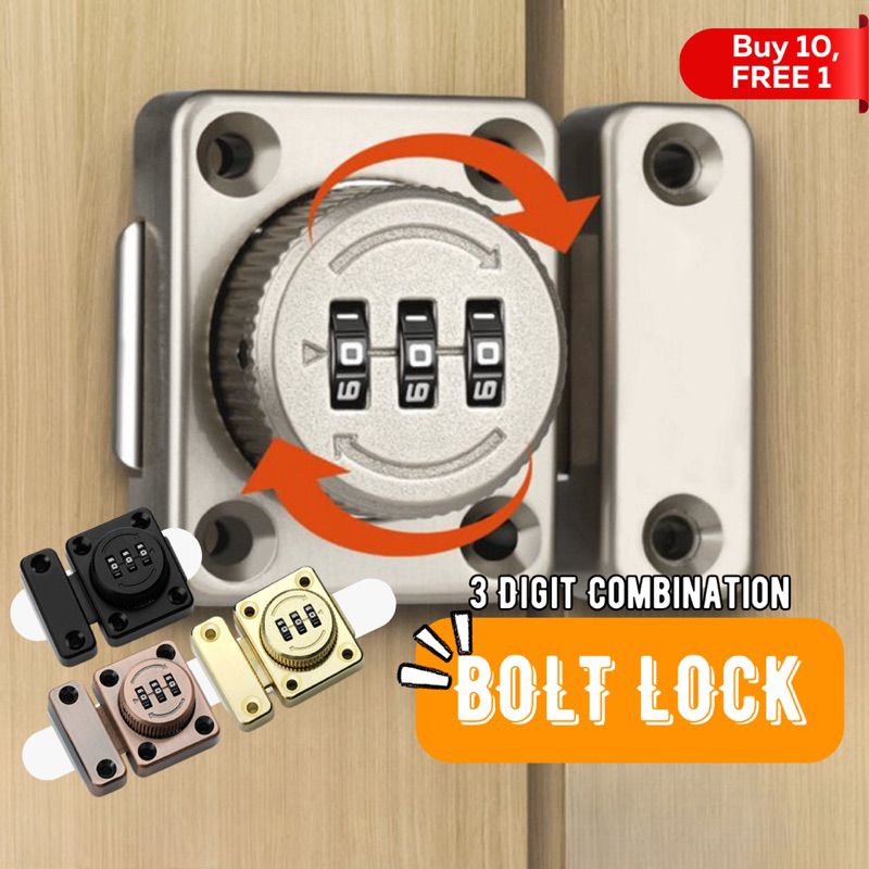 Password Bolt Lock / 3 Digit Combination Lock Bolt / Latch / Keyless ...