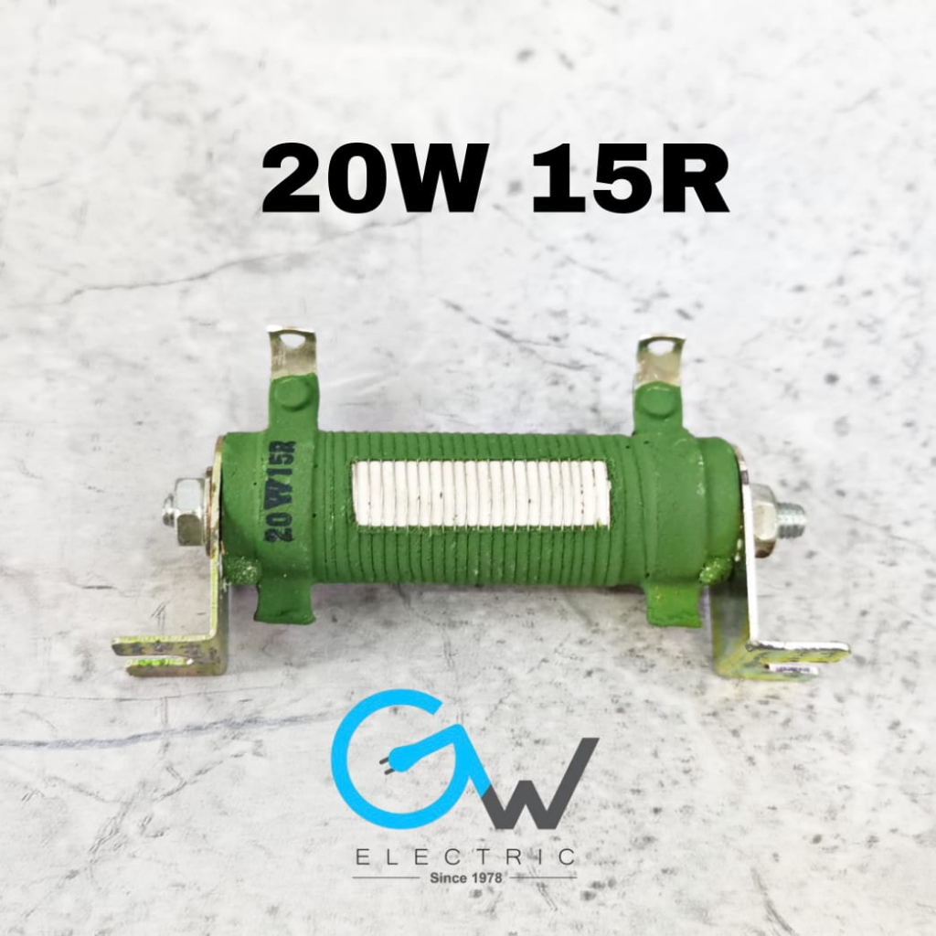 20W 15 Ohm Ceramic Tube Adjustable Rheostat Power Resistor Green ...