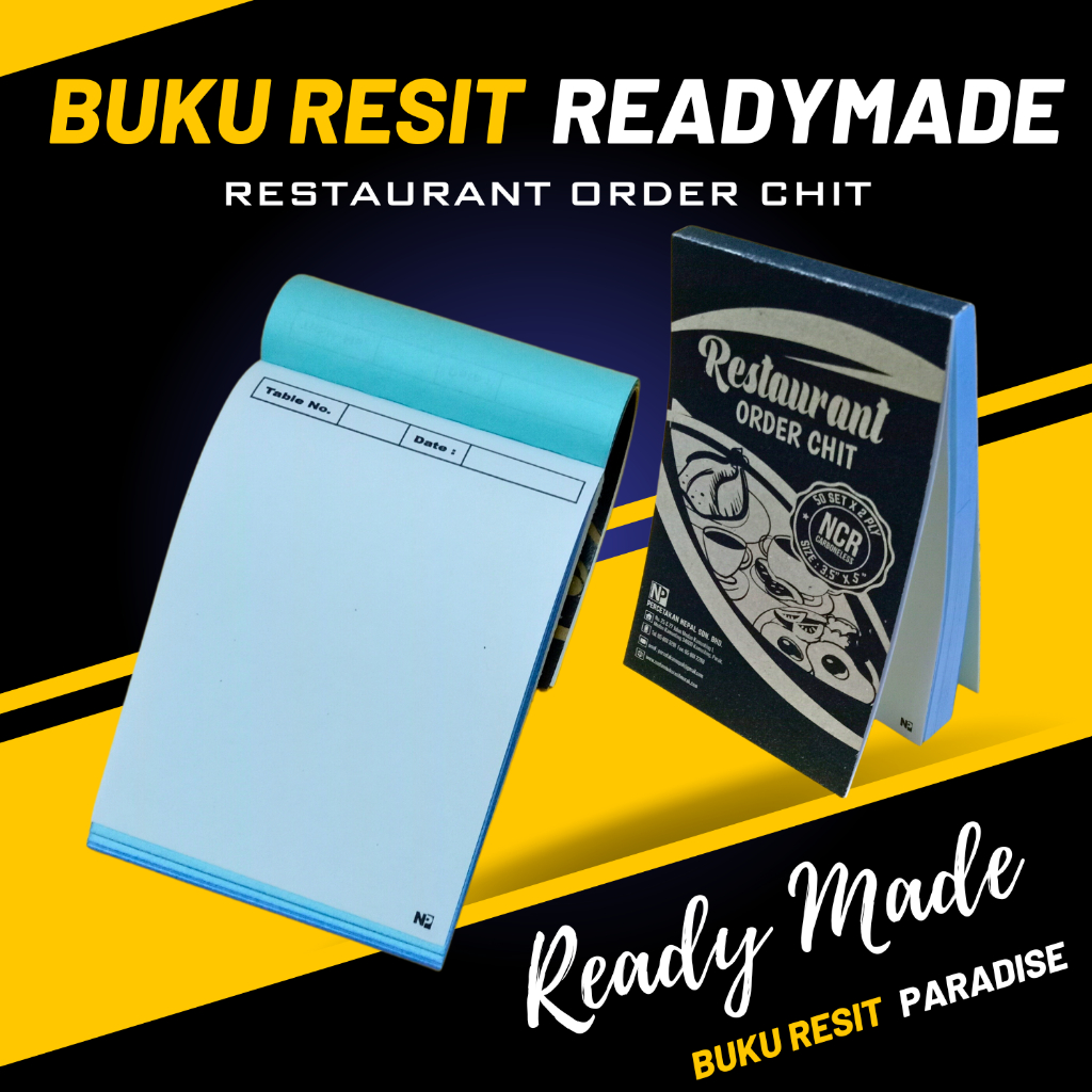 25 buku 3.5" x 5" NCR Restaurant Order Chit 50set x 2ply ( 25books/pack ...