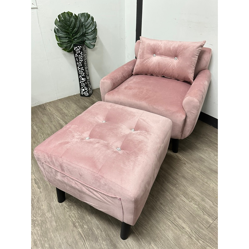 VC SINGLE DIAMOND VELVET SOFA 1SEATER ARM CHAIR ADULT SOFA+STOOL SET ...
