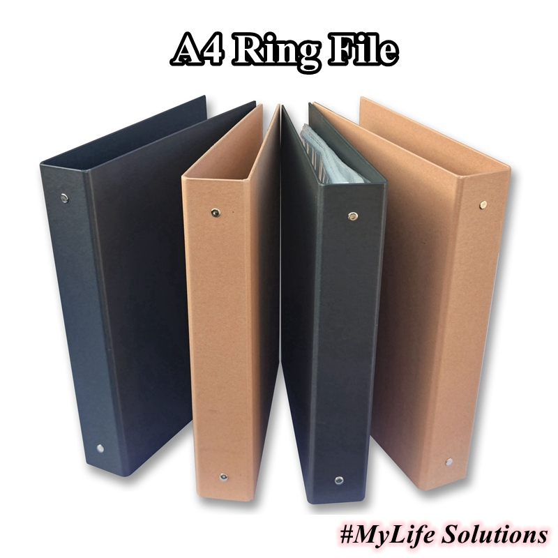 2 Pcs of Paper A4 Size 3D Ring File Kraft Ring File Black Ring File ...