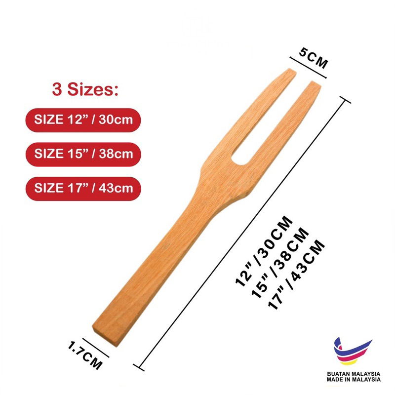 Fork Paddle 12” / 15” / 17” Sudip Kayu 2 Mata | Shopee Malaysia