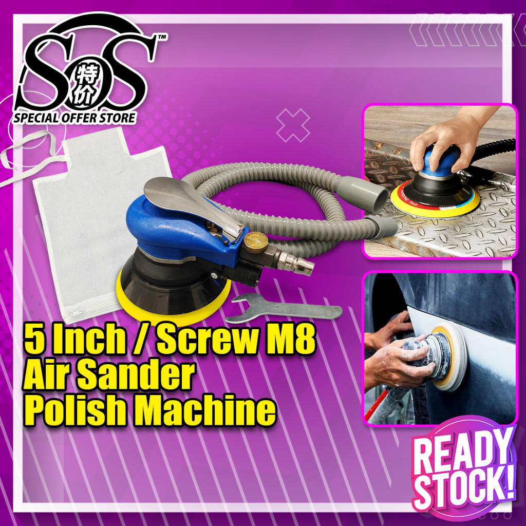 [ Mesin Polish Gosok Kereta ] 5 Inch Air Sander Orbital Pneumatic Palm ...