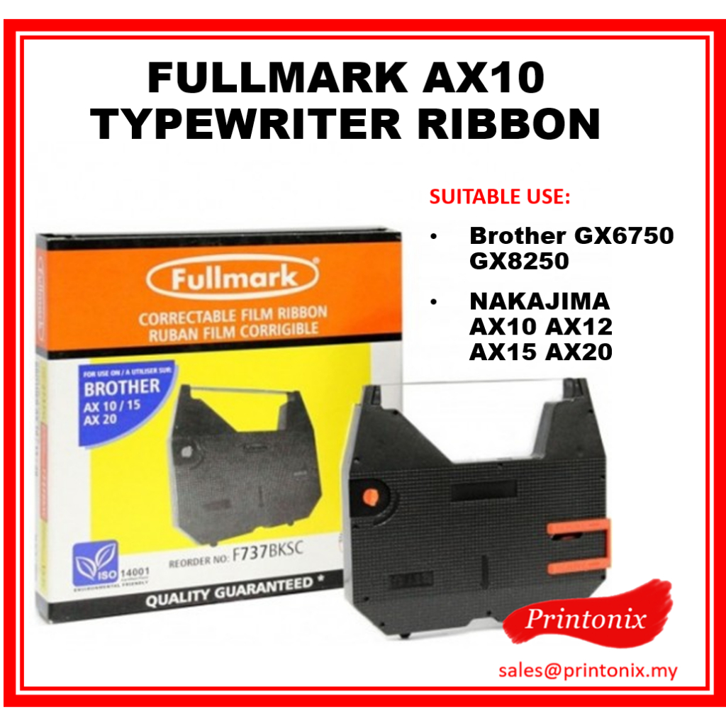 Fullmark Brother AX10 AX-10 AX 10 Typewriter Ribbon (F737BKSC) for ...