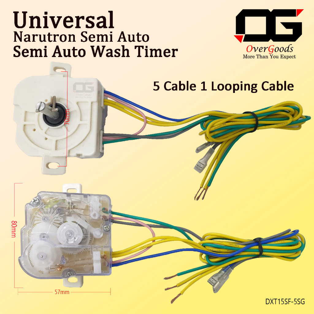 (Kaki Telinga Senget) Universal Wash Switch Timer 5 Cable 1 Looping Cable Narutron Semi Auto ...