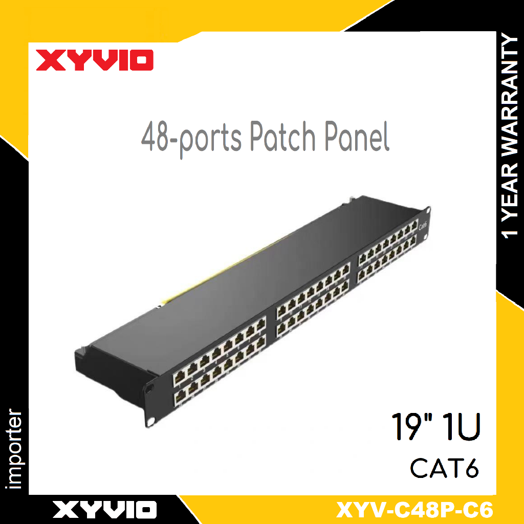 1U Patch Panel 48 Port CAT6 RJ45 19" Rackmount Patch Panel Rack Mount ...