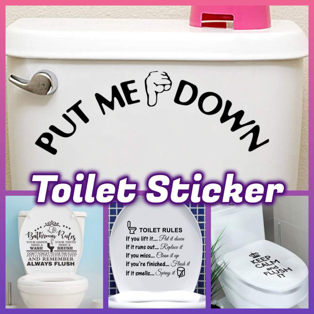 toilet sticker, toilet rules sign, bathroom rules symbol lettering wall ...