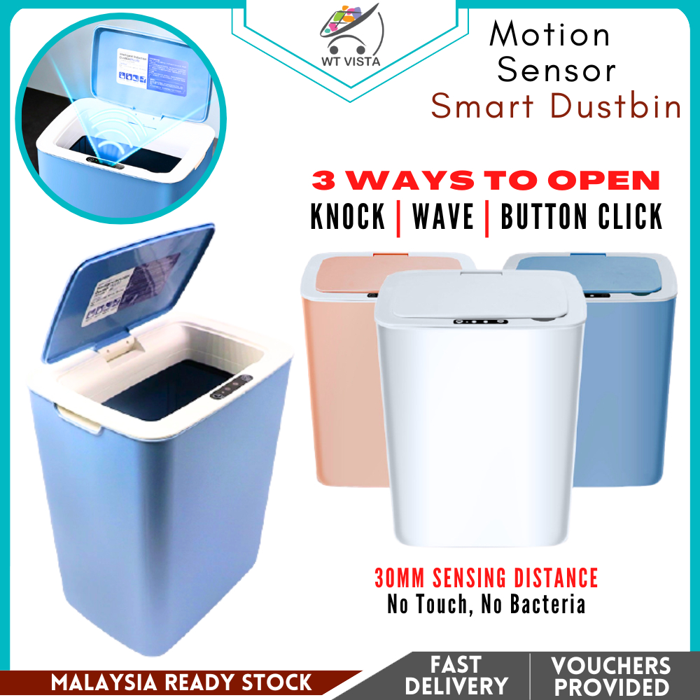Smart Motion Sensor Dustbin 14L Rechargeable Automatic Induction Auto ...