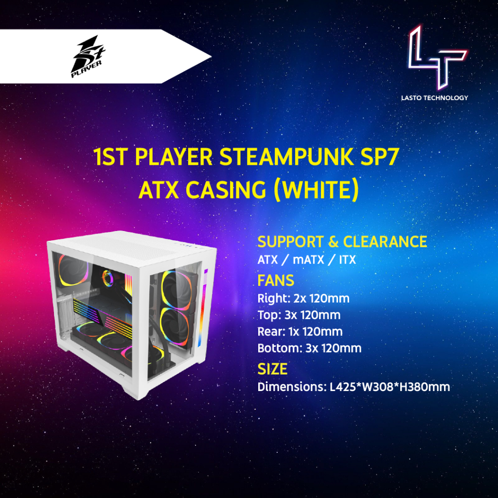1st Player Steampunk SP7 (ATX) White PC Gaming Case | Shopee Malaysia