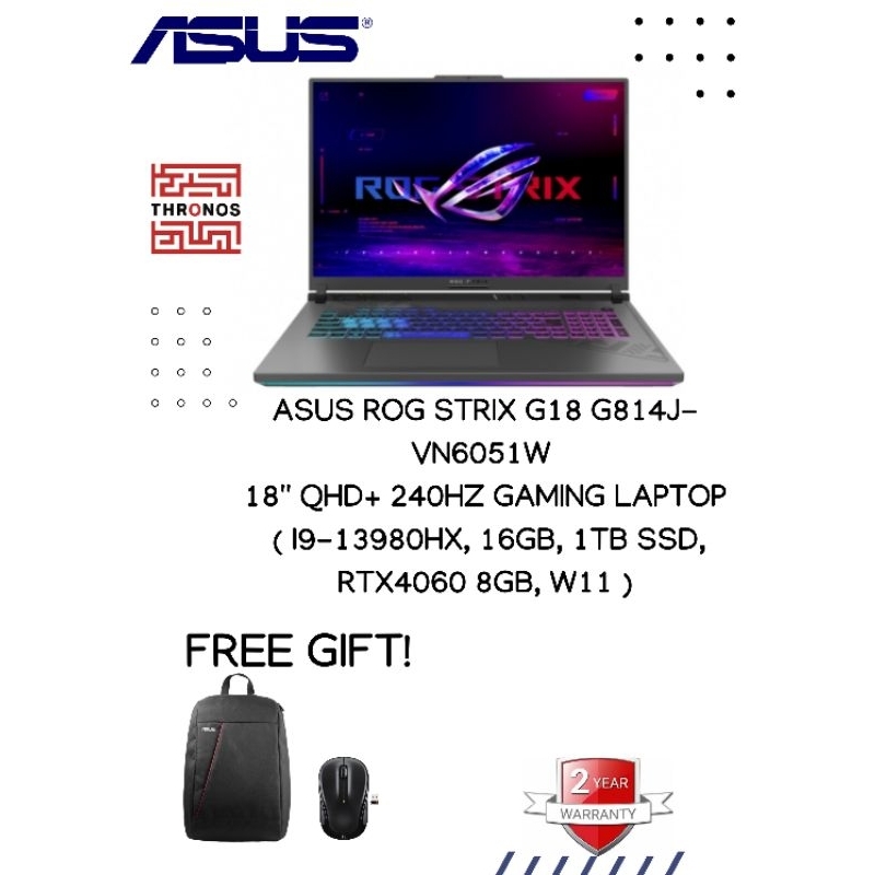 Asus ROG Strix G18 G814J-VN6051W 18'' QHD+ 240Hz Gaming Laptop | Shopee ...