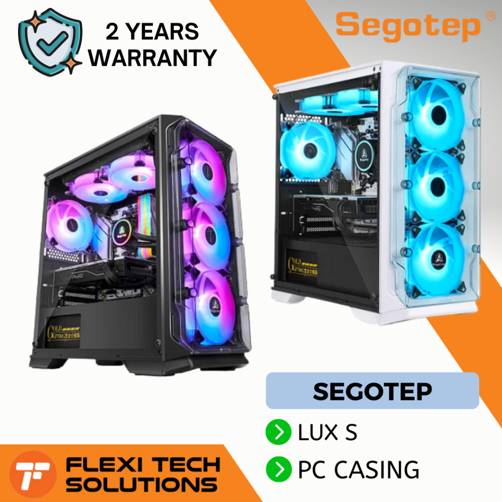Flexi Tech SEGOTEP LUX S M-ATX TOWER CASE Black & White PC Desktop Case ...