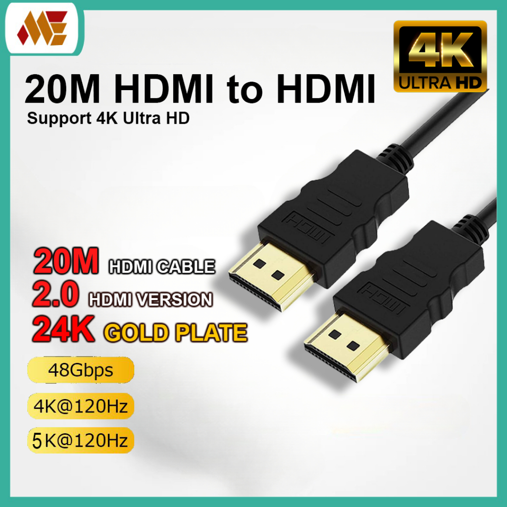 20M HDMI to HDMI Cable Male to Male 20 meter (Support 4K, Ultra HD) Version 2.0 | Shopee Malaysia