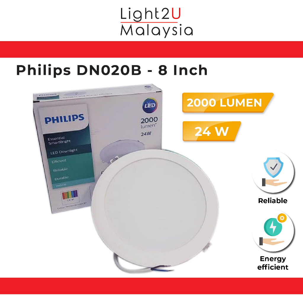Philips DN020B 8" 24W RD LED Downlight Warm White(3000k) / Neutral ...