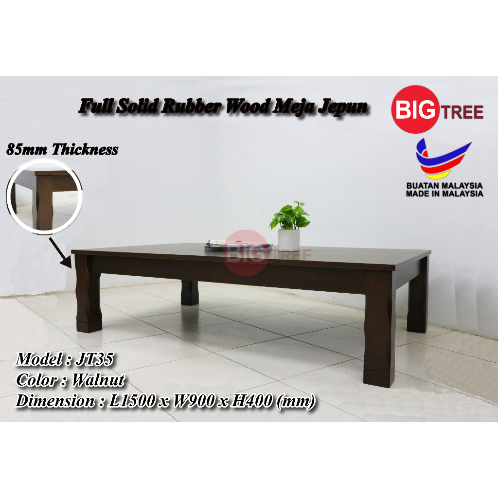 Big Tree Full Solid Rubber Wood Japanese Table / Full Solid Meja Jepun ...