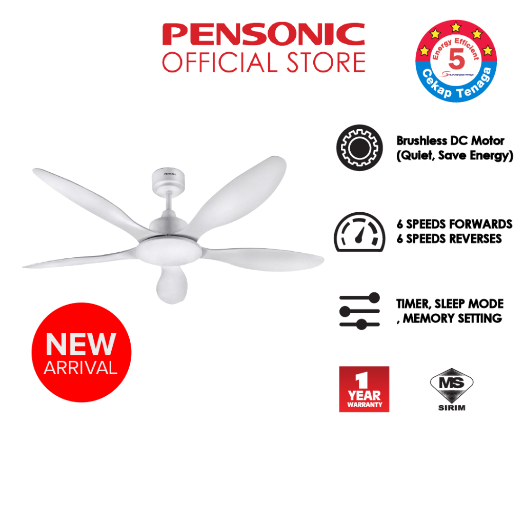 [NEW] Pensonic 56" DC Ceiling Fan, Reverse Function (Matt White) | PCF ...