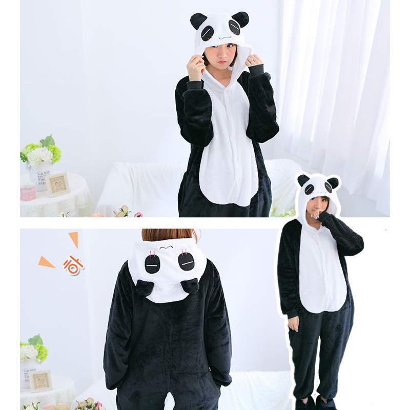 🐳Unisex Kigurumi Unicorn Stitch Panda Pikachu Totoro Tiger Cartoon Flannel Pajamas Women Men ...