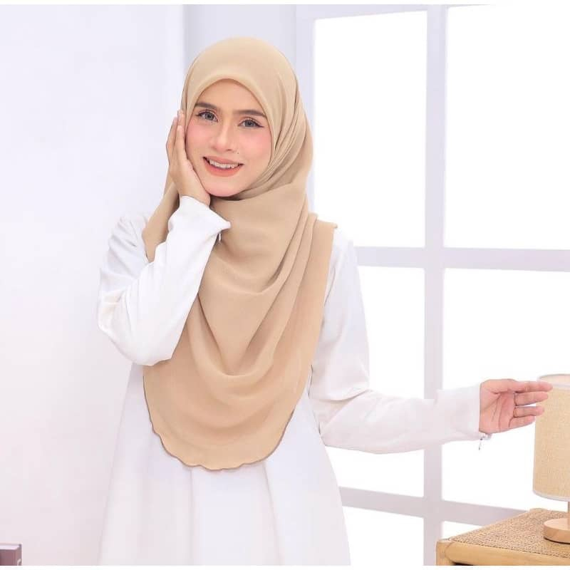 Tudung Bawal Chiffon Voile CURVE Bidang 50 Bawal Shawl Plain Bucu Bulat ...