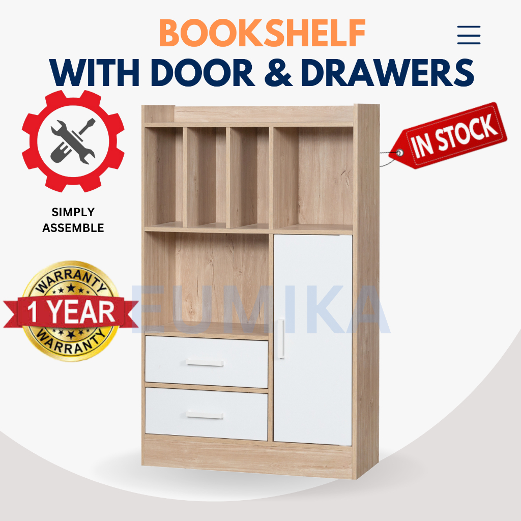 EUMIKA (DIY) Storage Wooden Rack Bookshelf Almari Rak Buku Multipurpose ...