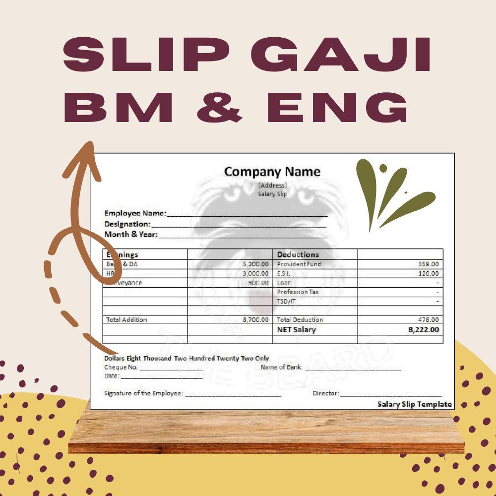 Slip Gaji Template Payroll Pay slip Auto Calculate Easy Calculate payslip template MS Word Easy ...