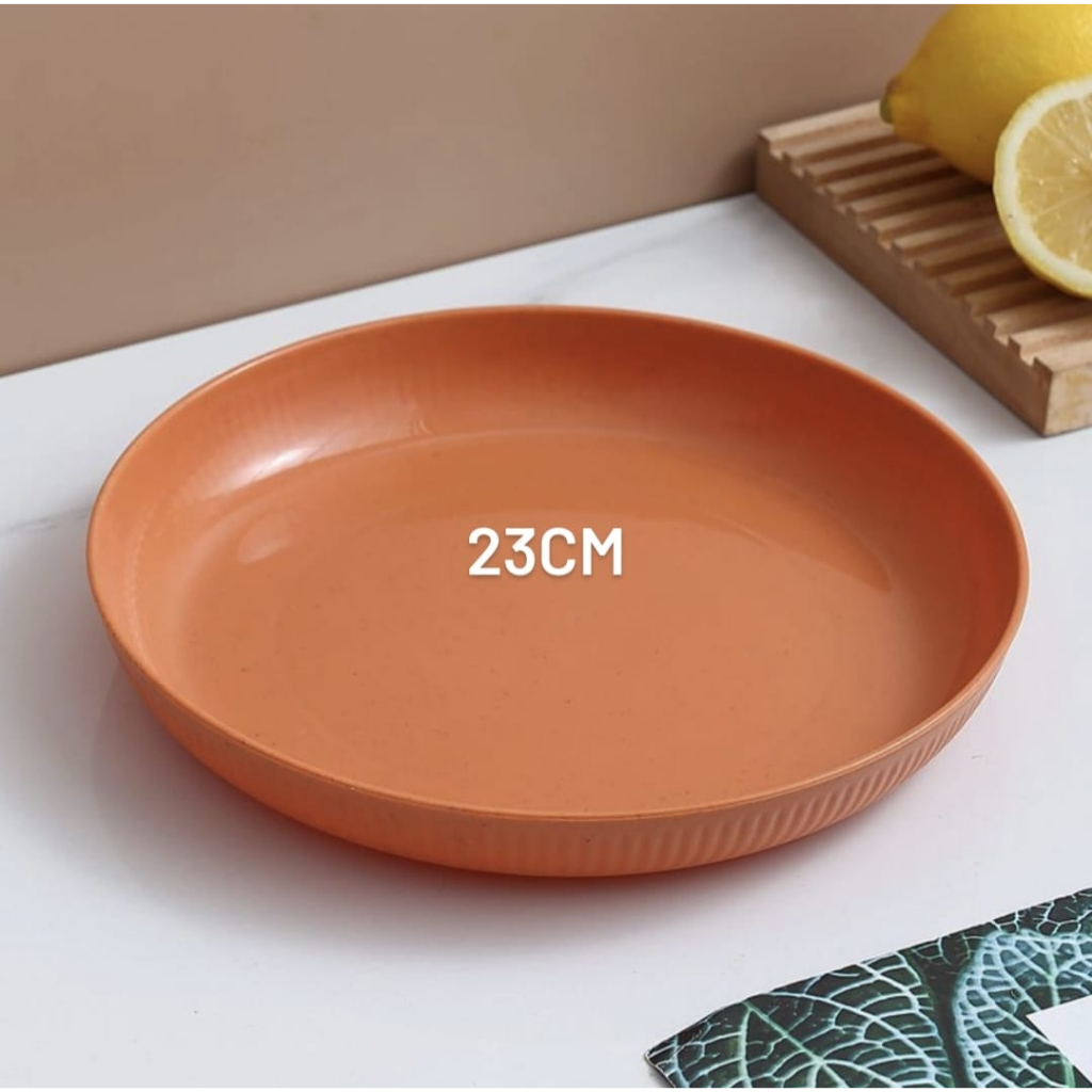 23Cm Wheat Straw Plastic Dinner Plate Pinggan Plastik Microwave Safe ...