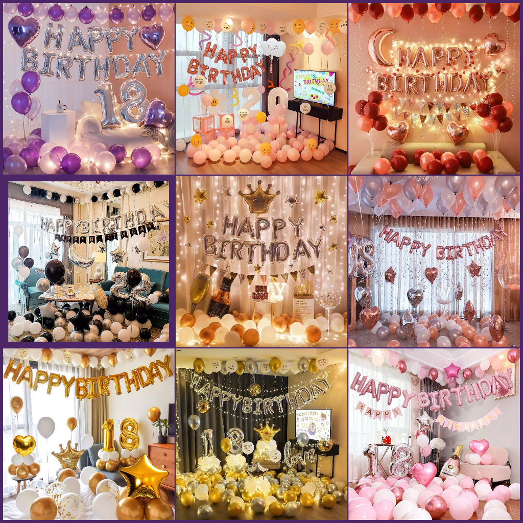 Ins Style Happy Birthday Balloon Set Party Decoration For Adults Boy ...
