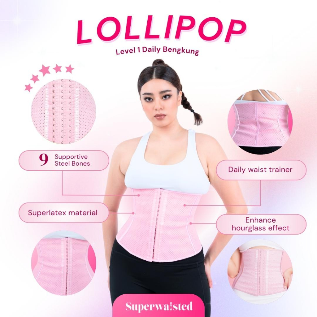 SUPERWAISTED LOLIPOP 9 STEEL BONE WAIST TRAINER SLIMMING LATEX ...