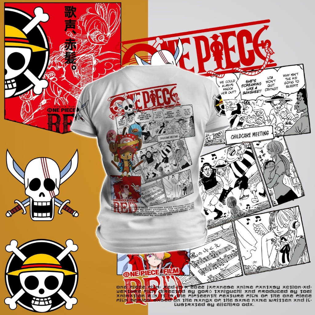 [BAJU ANIME] TSHIRT ANIME ONE PIECE RED COMIC EDITION MURAH COTTON 100% ...