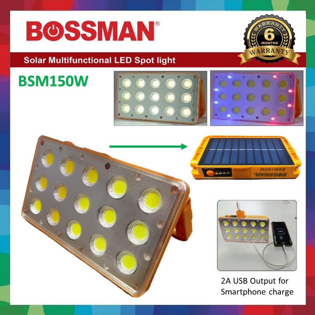 Bossman Solar Portable Multi Function LED Spotlight BSM150W / Solar ...