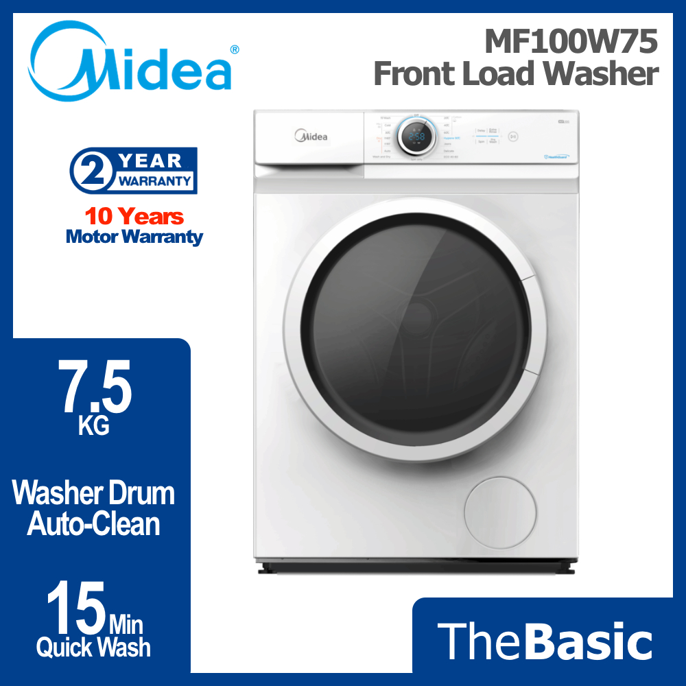 MIDEA 7.5KG Washer Front Load Washing Machine ( MF100W75 ) | Shopee ...