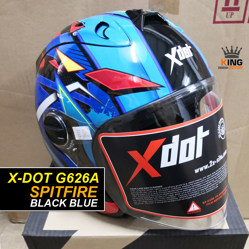 X-DOT HELMET G626A SPITFIRE BLACK BLUE | Shopee Malaysia