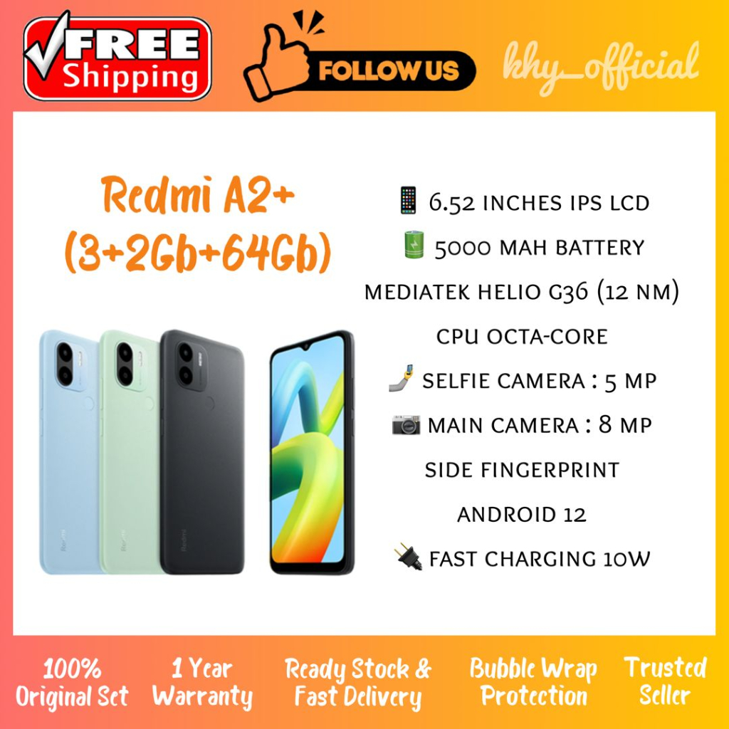 New Smartphone Original Redmi A2+ [ 3+2Gb Extended Ram + 64Gb Rom ...