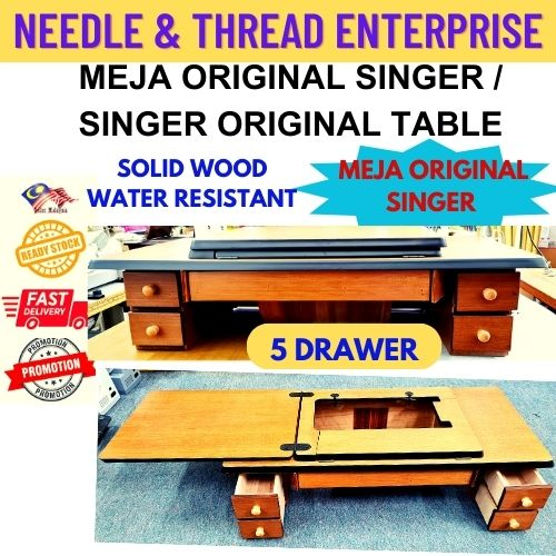 MEJA ORIGINAL SINGER 5 LACI / SINGER ORIGINAL TABLE 5 DRAWERS (READY ...