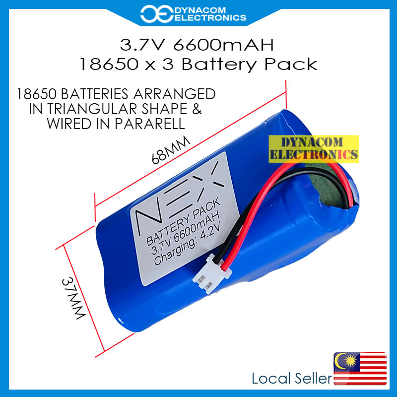3.7V 6600mAH 18650 Rechargeable Li-ion Battery for Portable Device ...