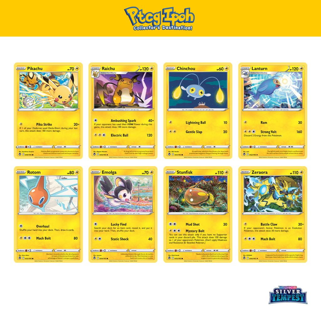[Pokémon TCG] SS12 - Silver Tempest: Pikachu, Raichu, Chinchou, Lanturn ...