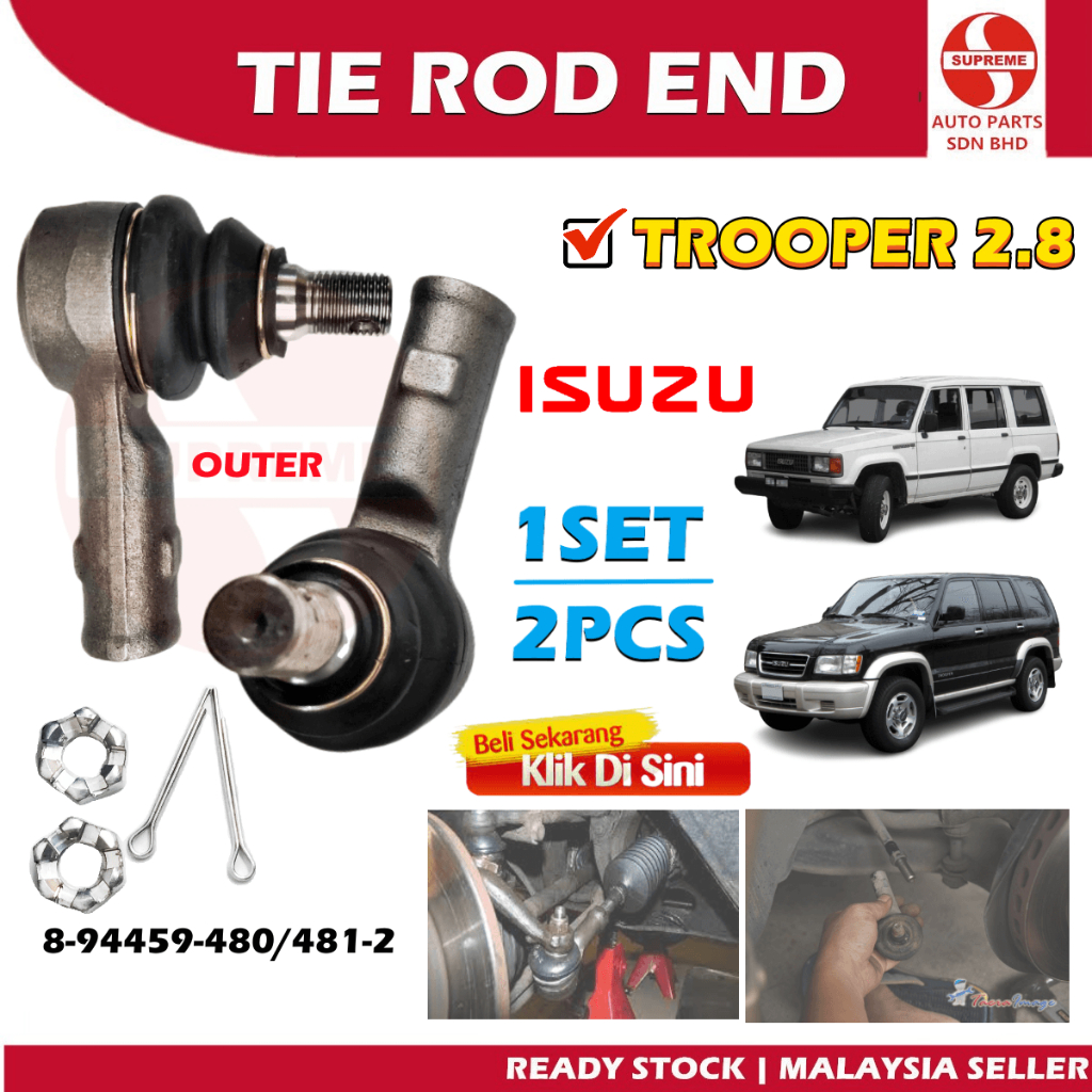 S2U Steering Rack Tie Rod End Outer Inner Isuzu Trooper 2.8 8-94459-480 ...
