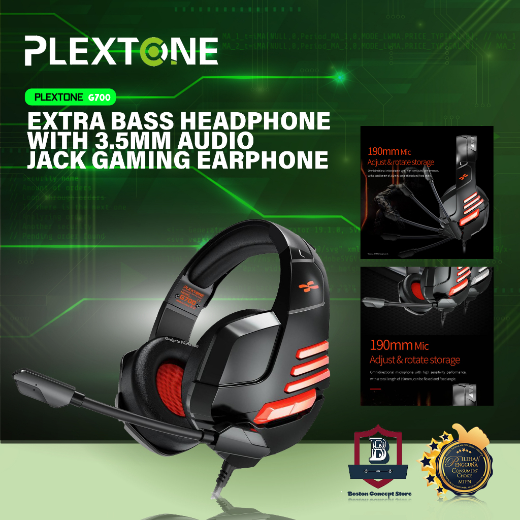 BOSTON PLEXTONE G700 EXTRA BASS Headphone with 3.5mm Audio Jack Gaming ...