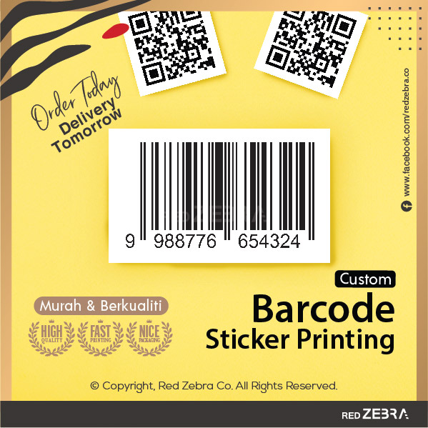 Red Zebra 】Customized barcode sticker Printing | QR code | Packaging ...