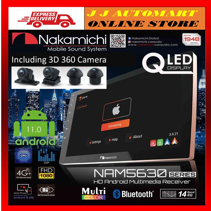 Nakamichi 【NAM5630- AX/ A9 6+128GB QLED Android Player With 360 Panorama Camera Carplay System ...